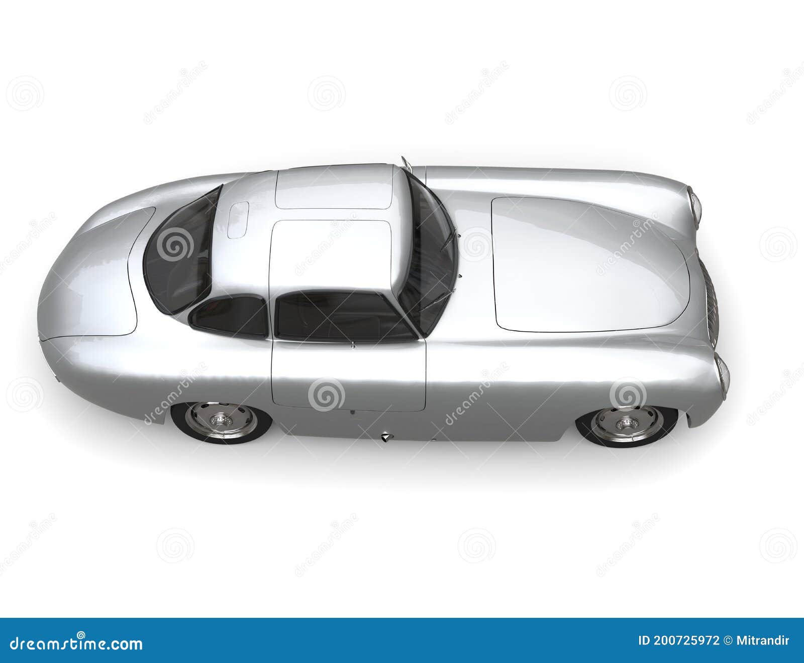 Metallic Silver Vintage Race Car - Top Down View Stock Illustration ...