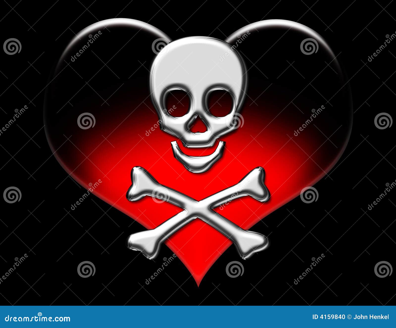 Metallic Skull on Heart stock illustration. Illustration of heart - 4159840