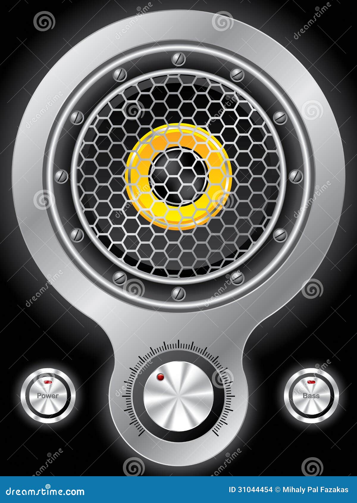 Metallic Speaker Design with Hexagon Mesh Stock Vector - Illustration ...