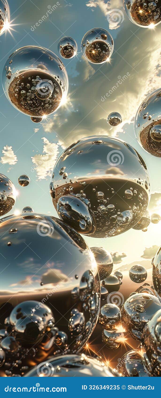 Metallic Spheres Floating in a Zerogravity Environment Symbolizing the ...