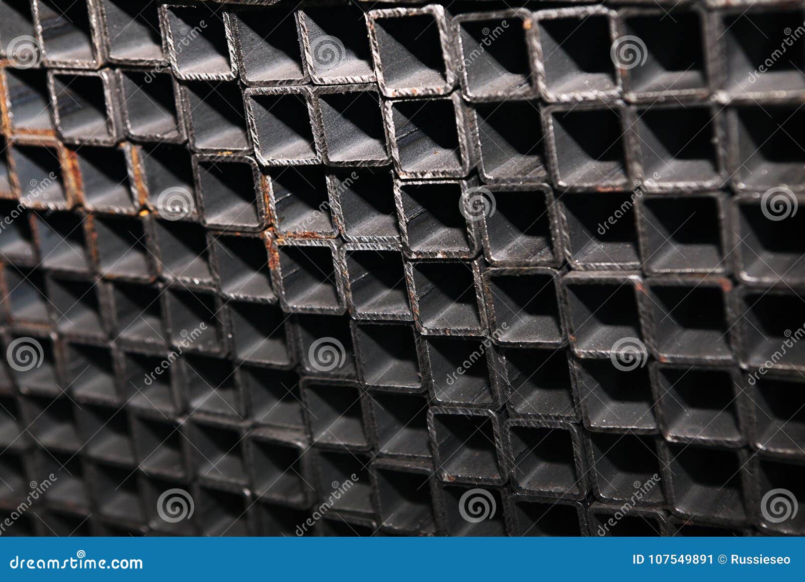 Metallic square profiles stock image. Image of industrial - 107549891