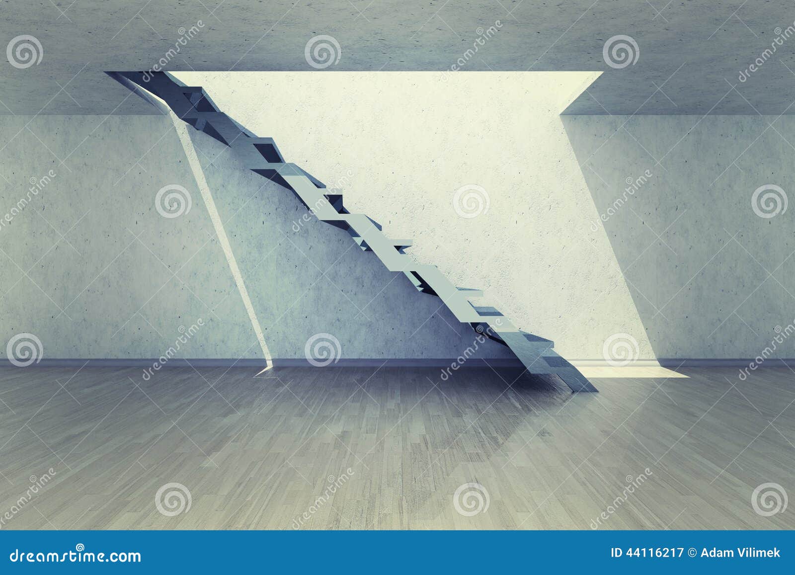 Metallic Staircase Side View In Yellow Light Interior Royalty-Free ...