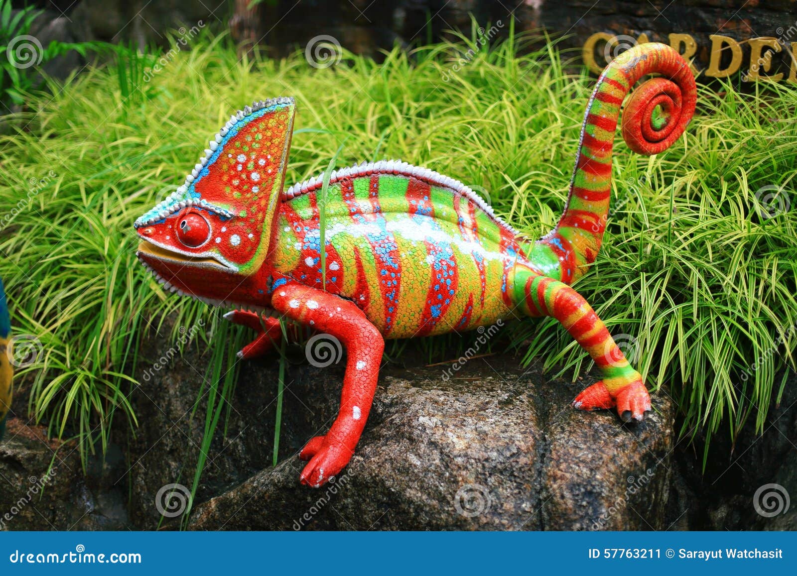 Metallic Statue of Cameleon Stock Image - Image of colorful, metallic ...