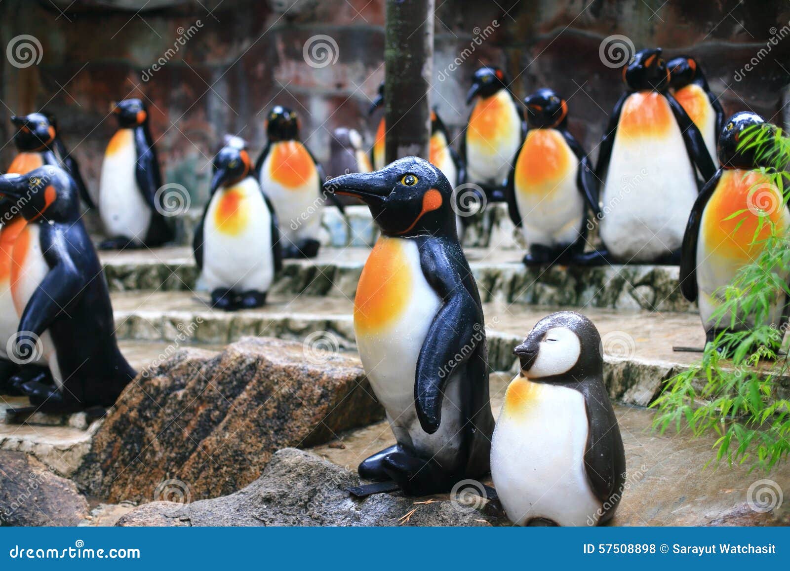 Metallic statue of penguin stock photo. Image of garden - 57508898