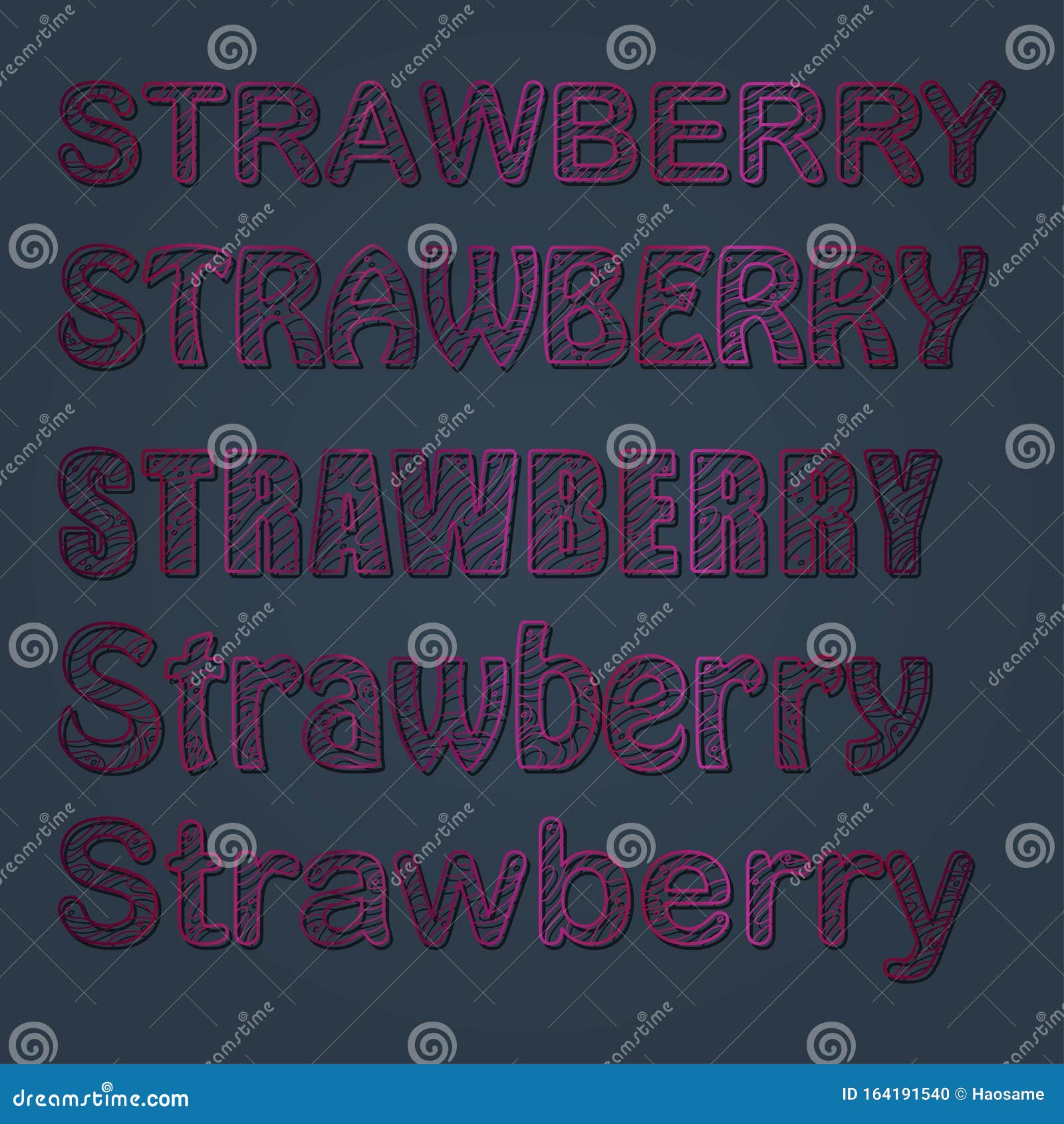 Metallic Strawberry Lettering. Usable for Stickers, Posters, Packaging ...