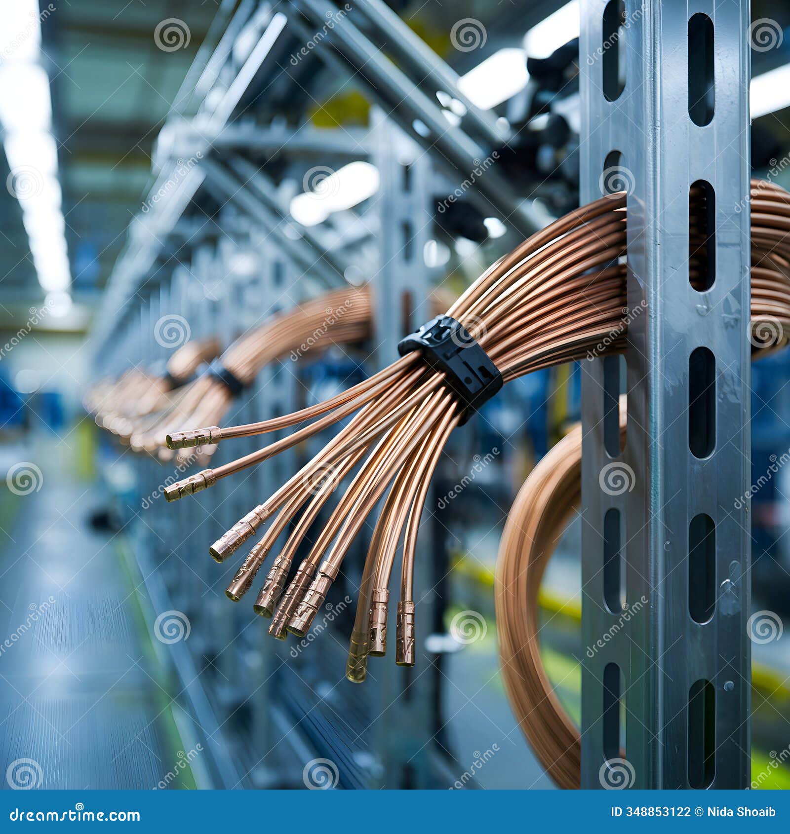Metallic Structure with Copper Wires Suggests Industrial Assembly or ...