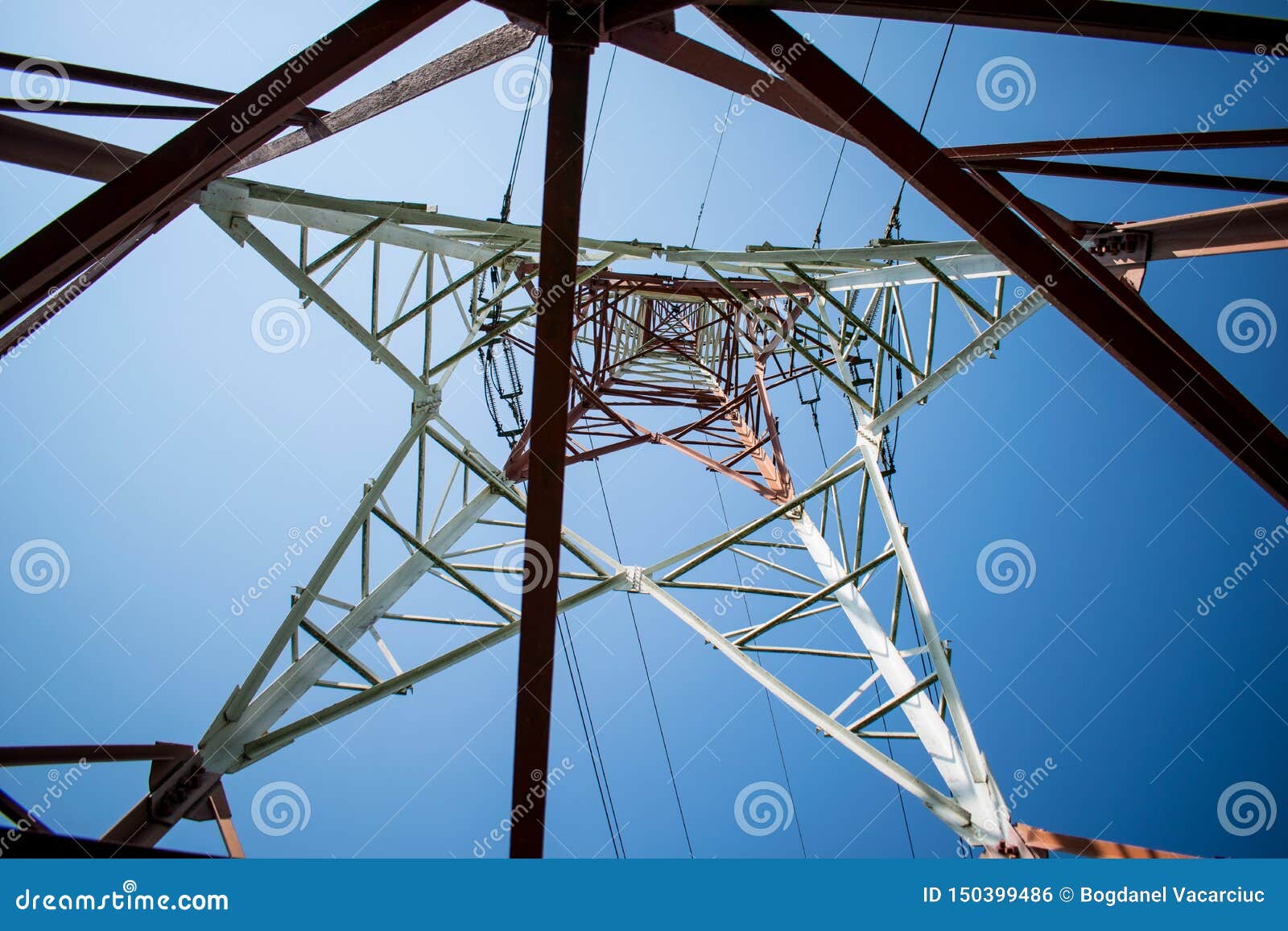 Metallic Structure with High Voltage Electrical Wires Stock Photo ...