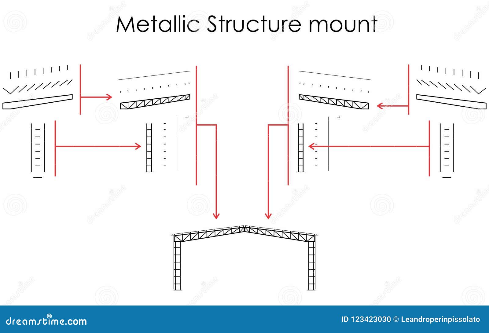 Metallic Structure Mount. Frontal View Stock Vector - Illustration of ...