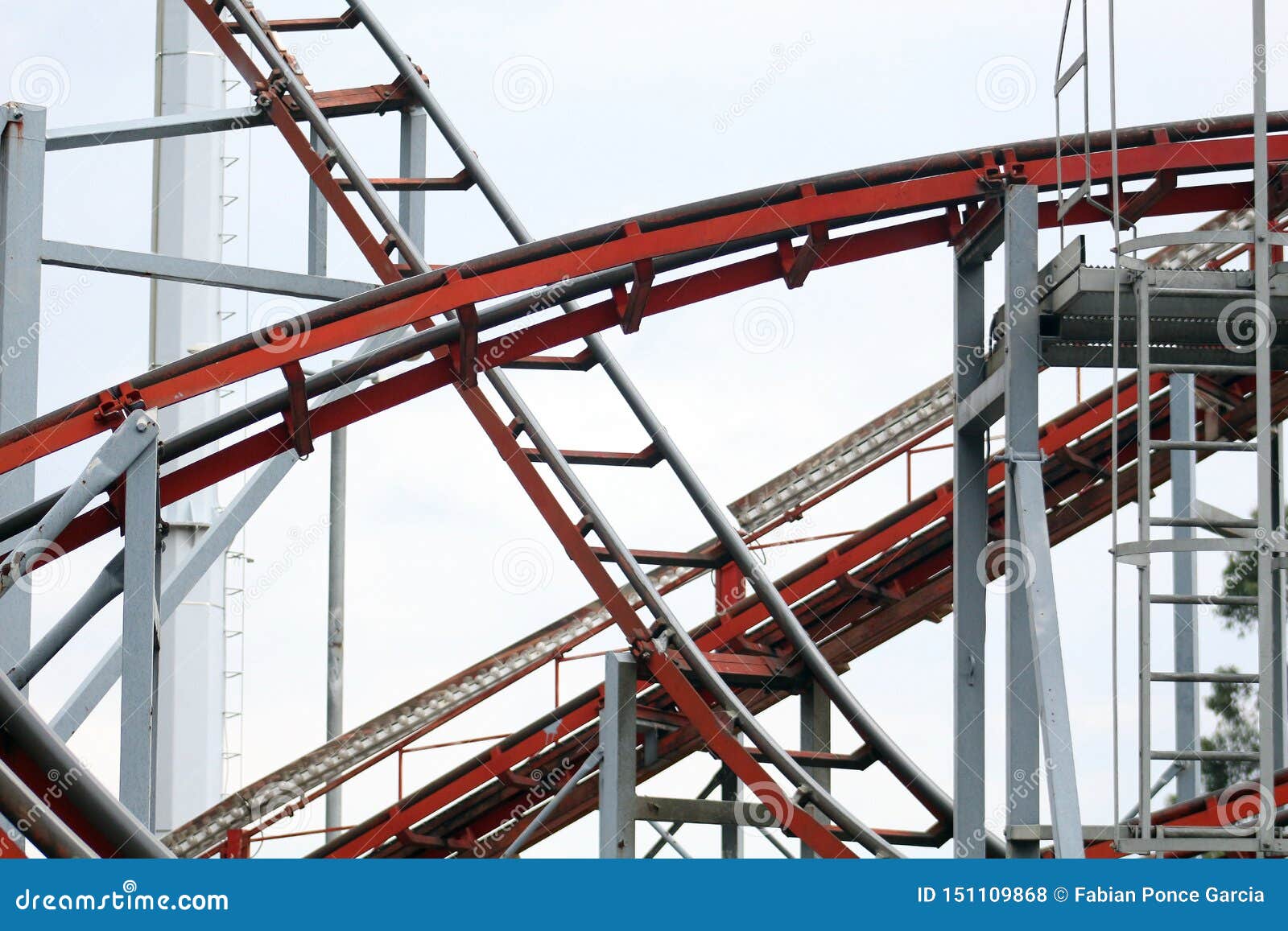 Detail of the Mechanism of a Roller Coaster with the Metal Structure in ...