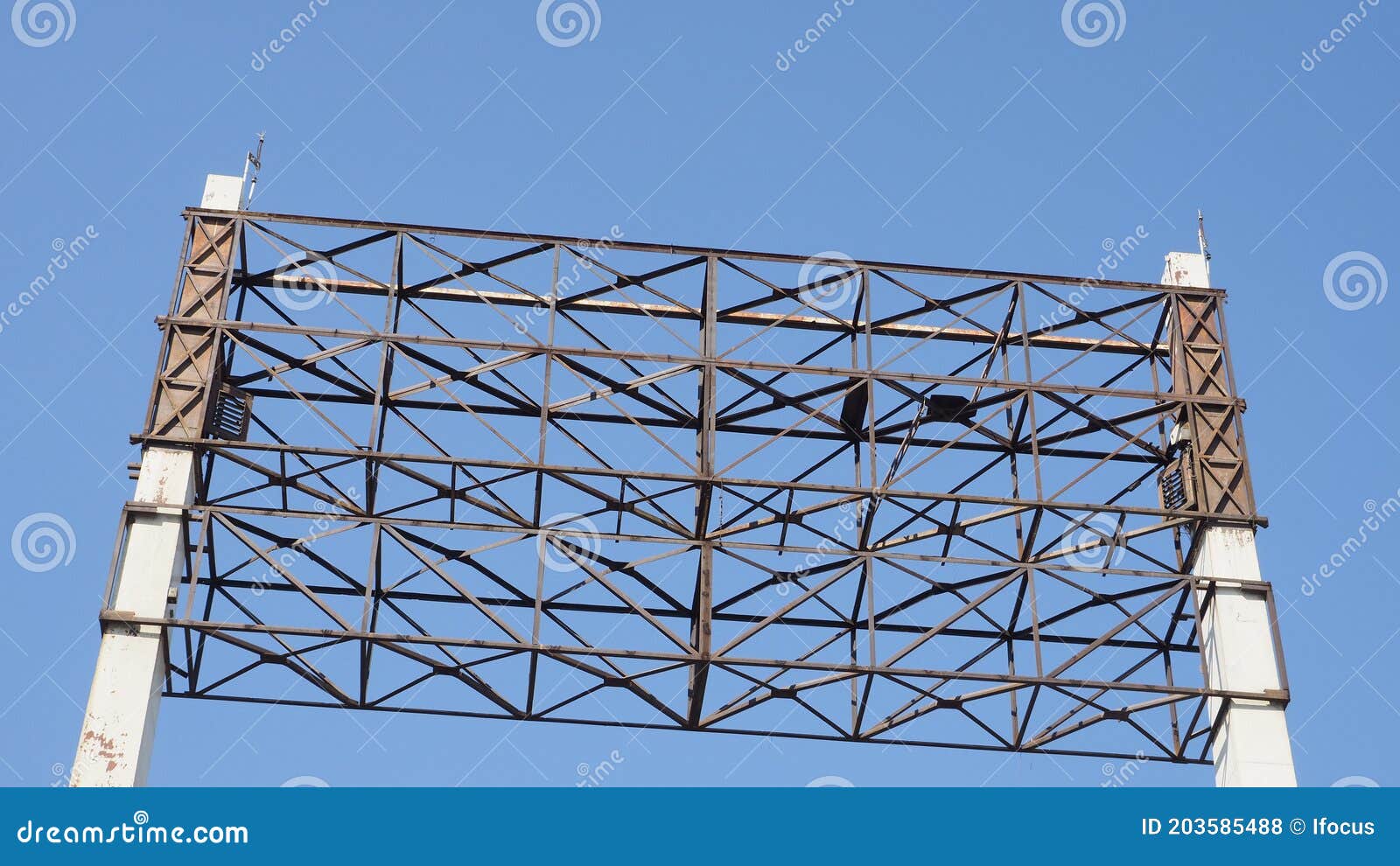 Metallic Structure Soars into Blue Sky Stock Photo - Image of support ...