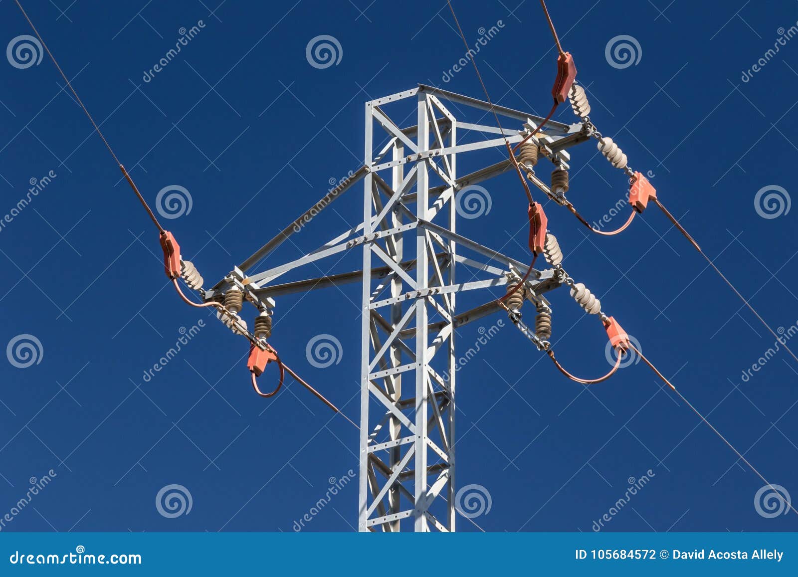Electric Pylon with a Beatiful Blue Background Stock Photo - Image of ...