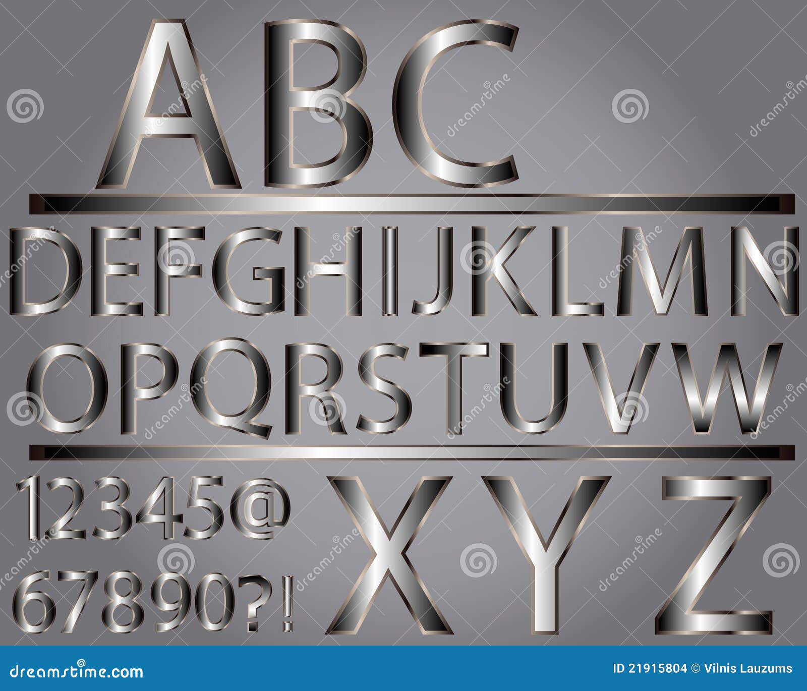 Metallic style alphabet stock vector. Illustration of grey - 21915804