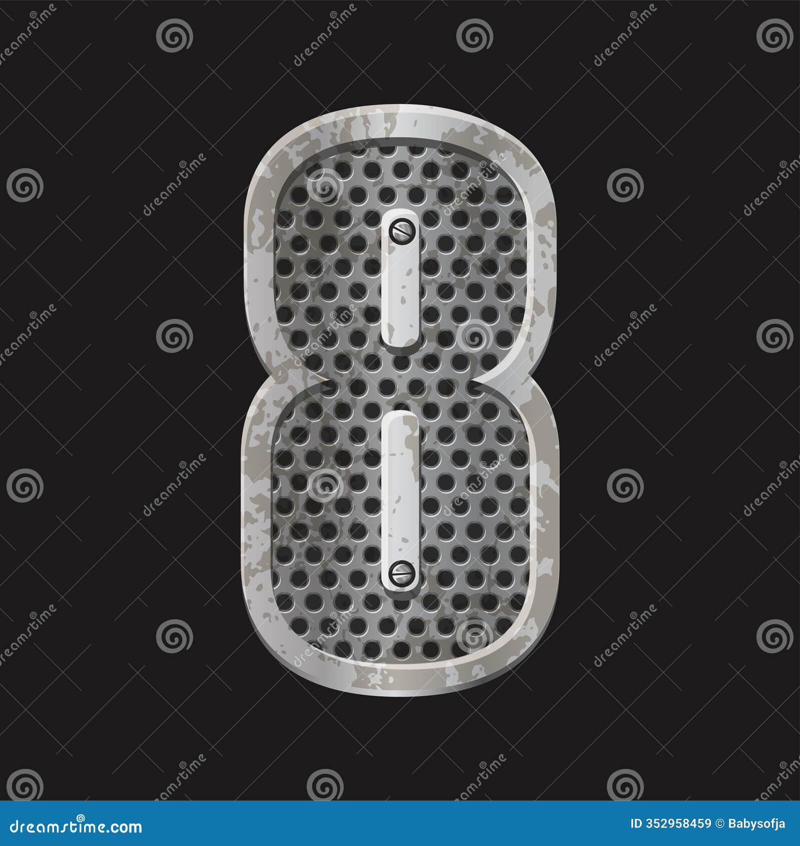 Metallic Style Silver Number Eight. Iron Number 8 Isolated in Vector ...
