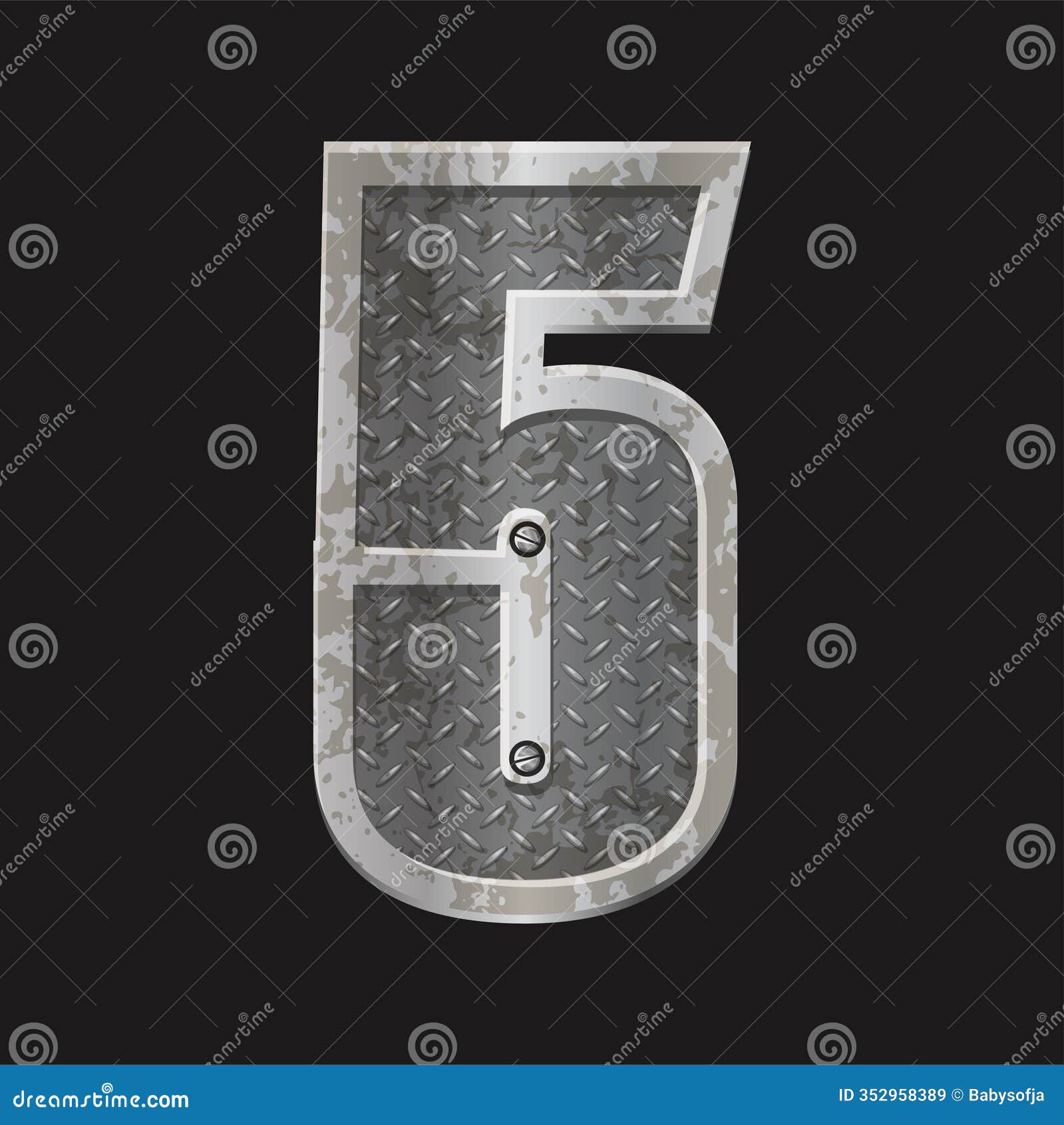 Metallic Style Silver Number Five. Iron Number 5 Isolated in Vector ...