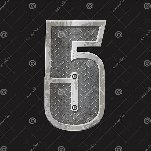Metallic Style Silver Number Five. Iron Number 5 Isolated in Vector ...