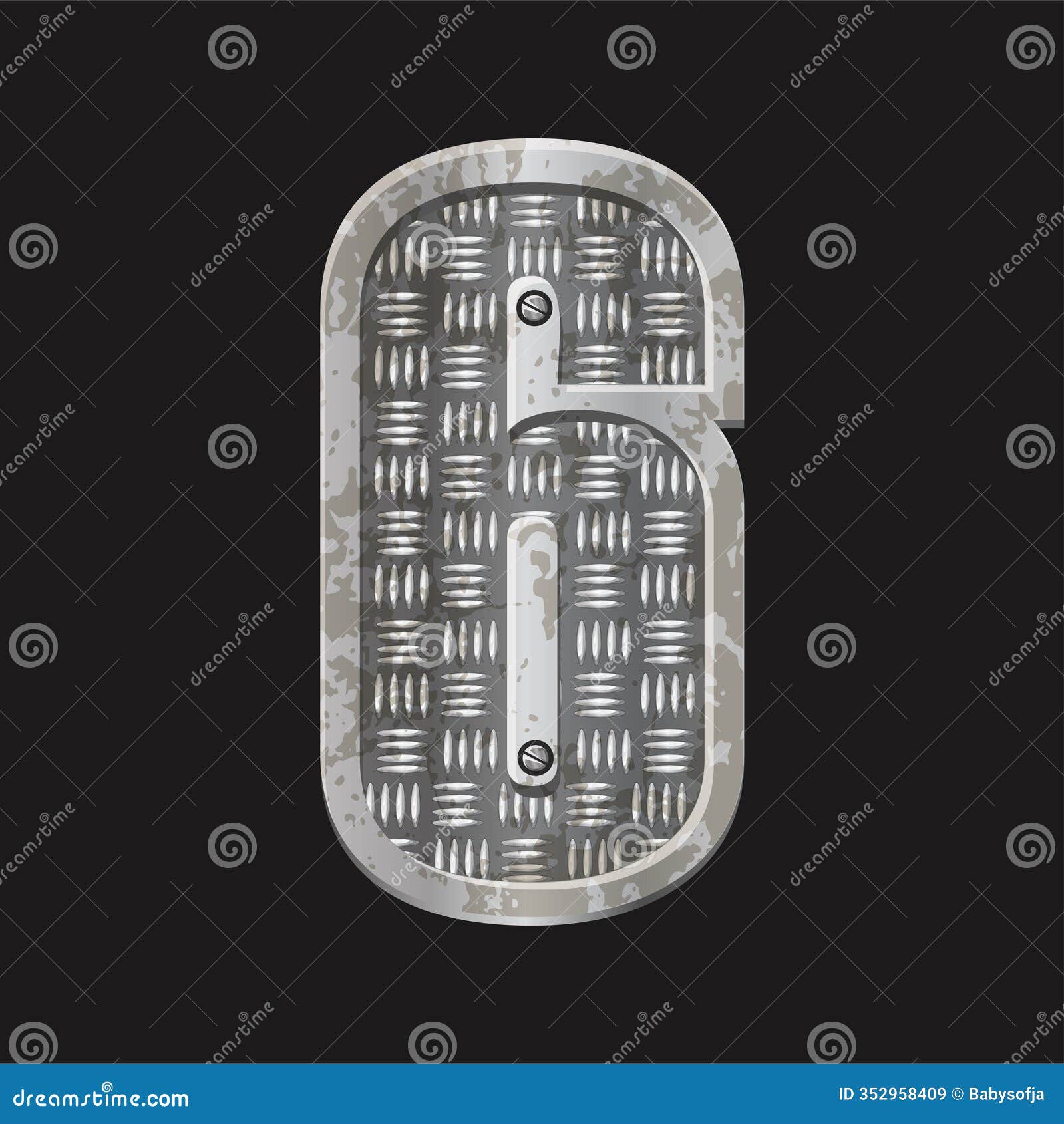Metallic Style Silver Number Six. Iron Number 6 Isolated in Vector ...