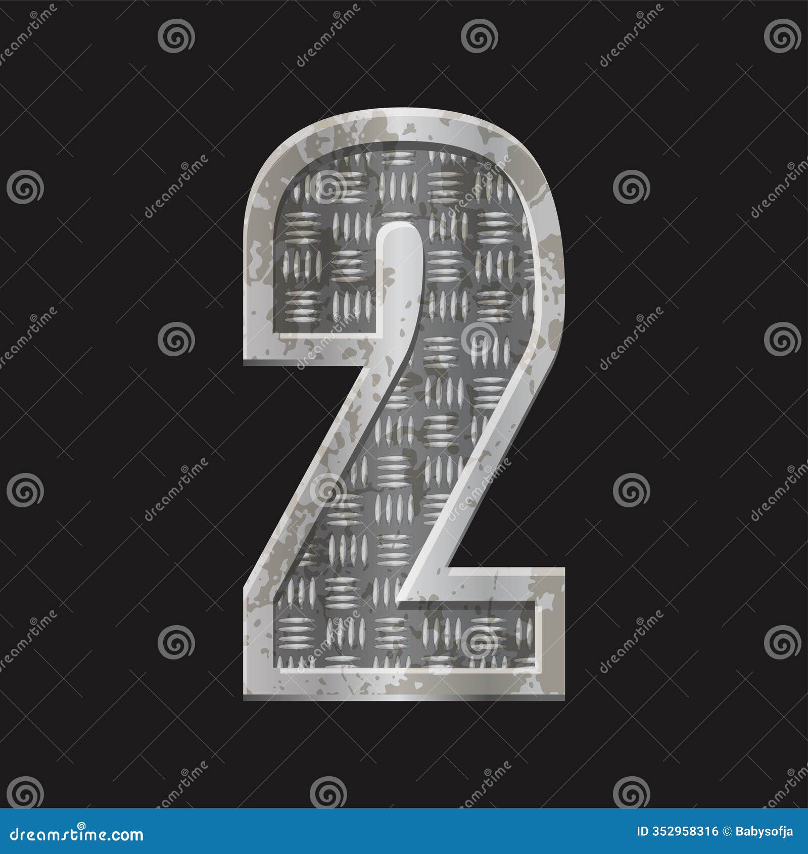 Metallic Style Silver Number Two. Iron Number 2 Isolated in Vector ...