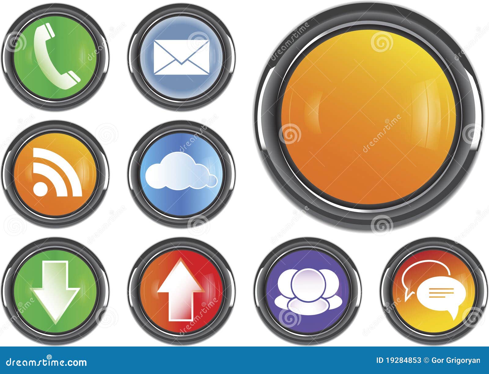 Metallic Stylish Modern Communication Icon Set Stock Vector ...