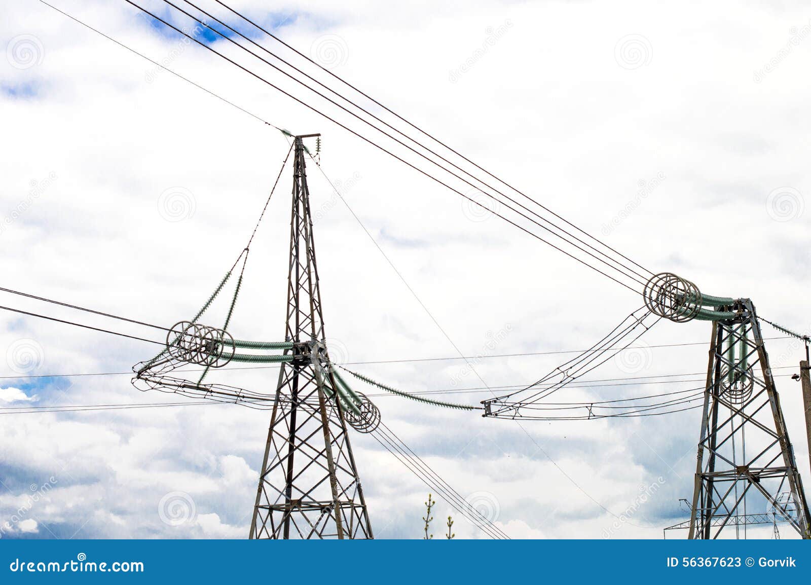 Metallic Support of Transmission Lines Stock Image - Image of high ...