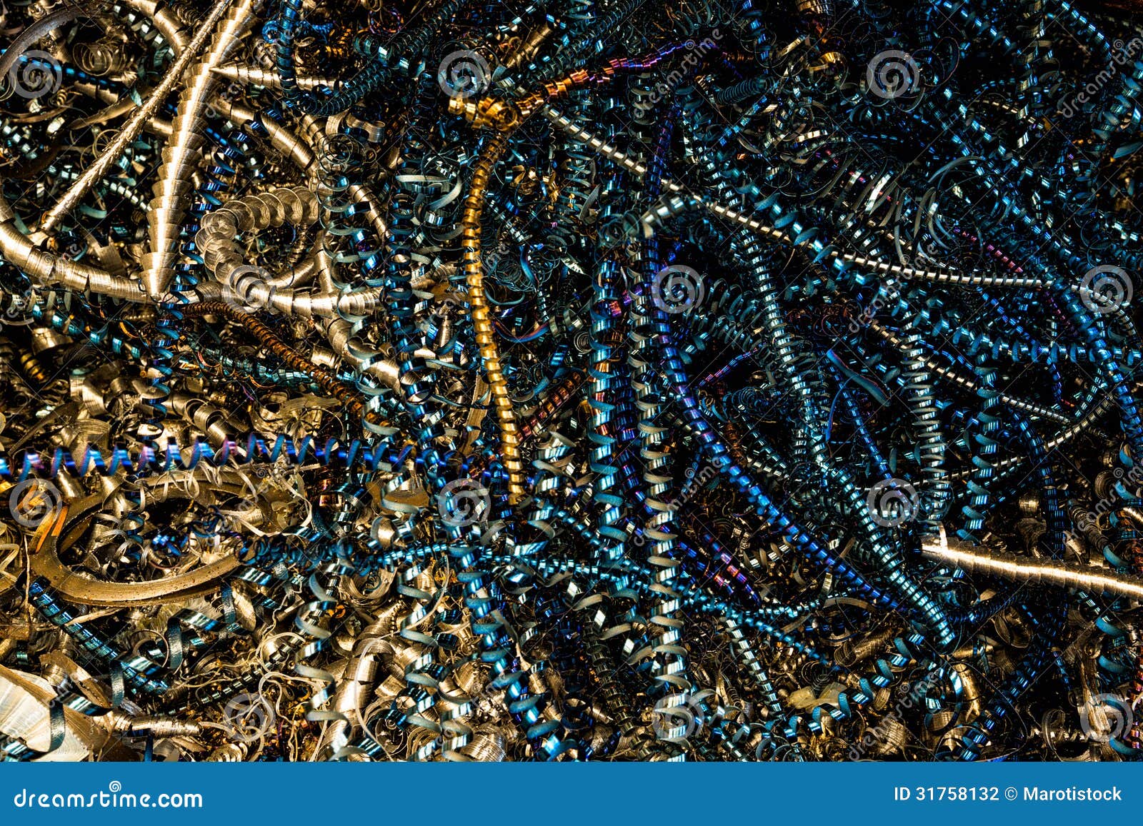 Metallic Swarf Very Closeup Stock Photo - Image of piece, background ...