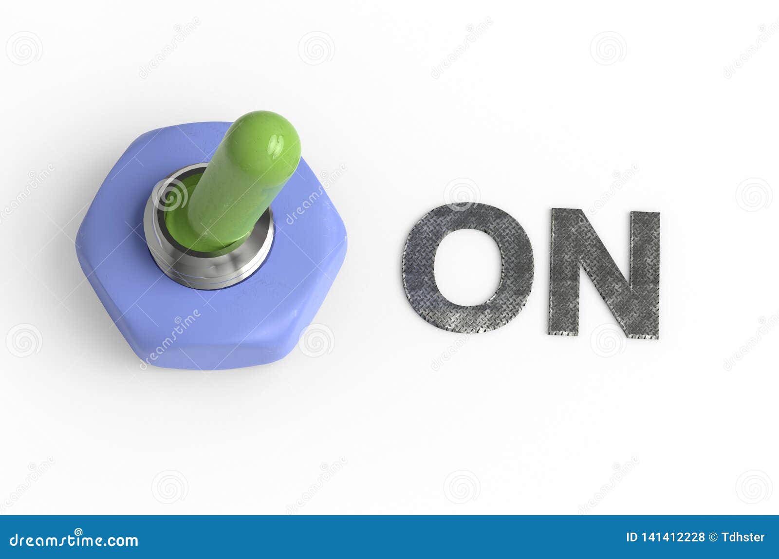 Metallic Switch on Position Painted Green 3d Illustration Isolated ...