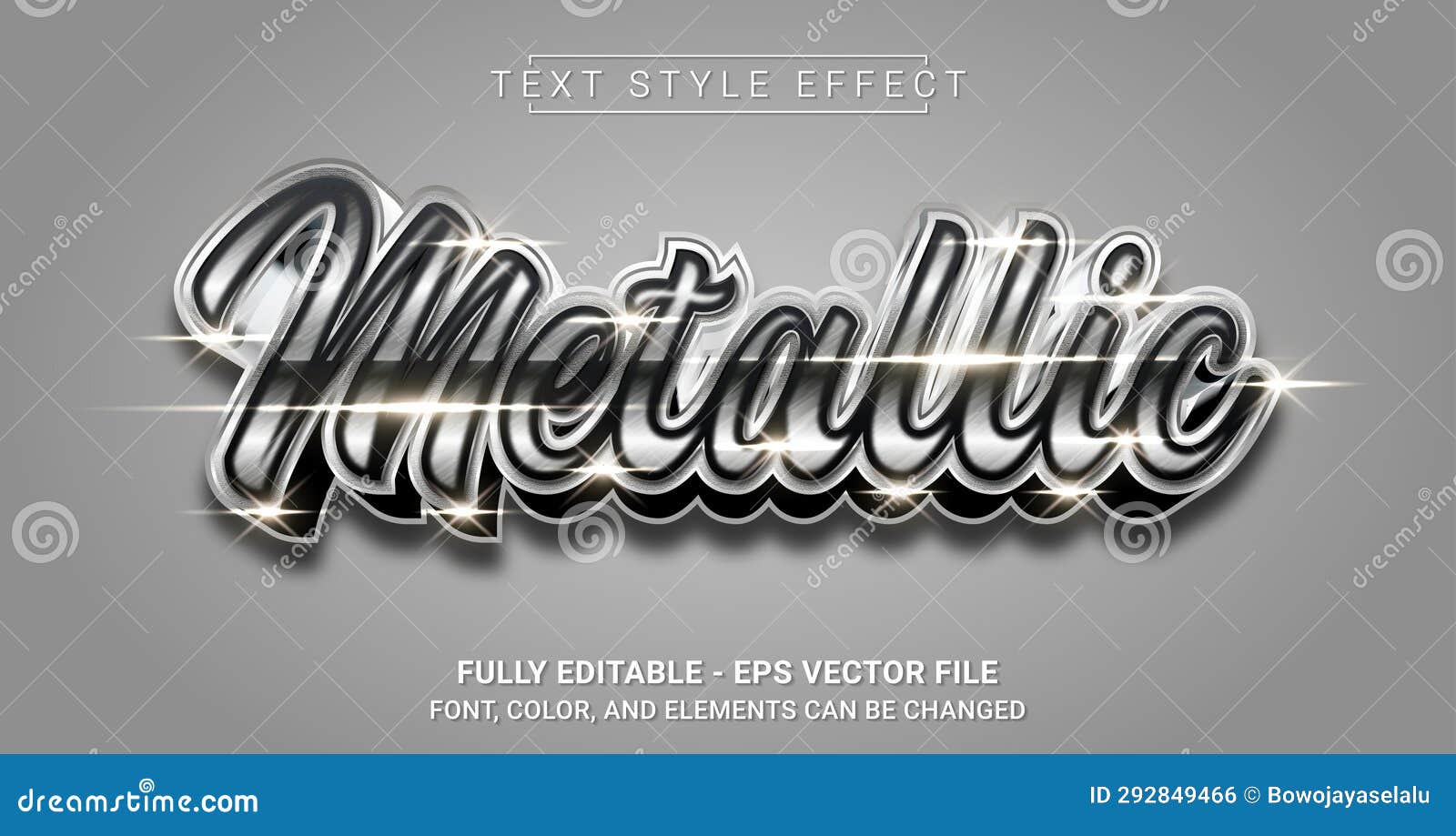 Metallic Text Style Effect. Editable Graphic Text Template Stock Vector ...