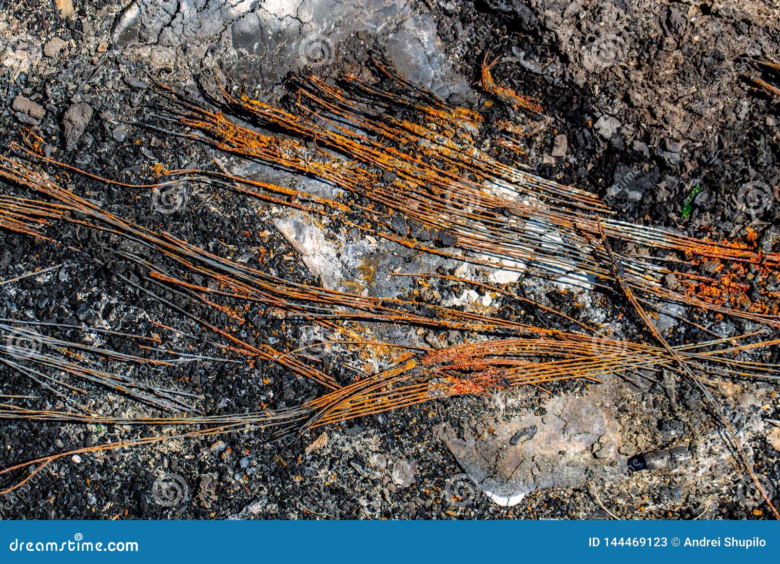 Metallic Threads in the Burned Wheel of the Car As a Background Stock ...