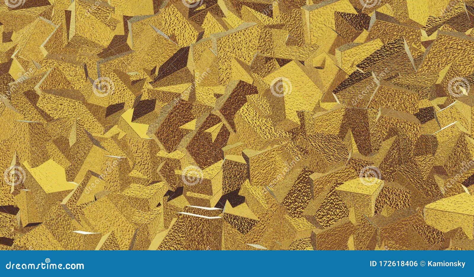 Metallic Tile Pattern. Golden Background. Golden Polygonal Wall from ...