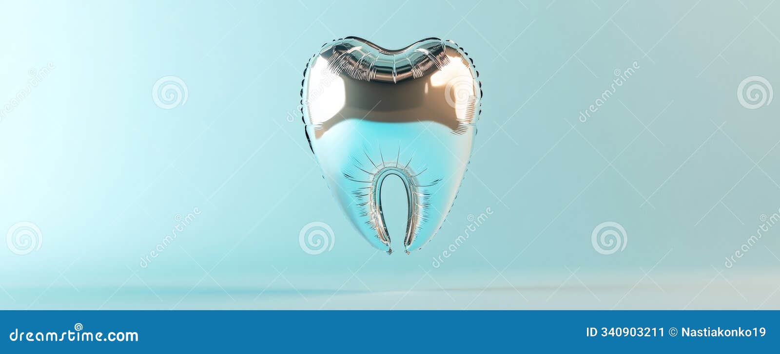 Metallic Tooth Shaped Balloon on a Blue Background Stock Illustration ...