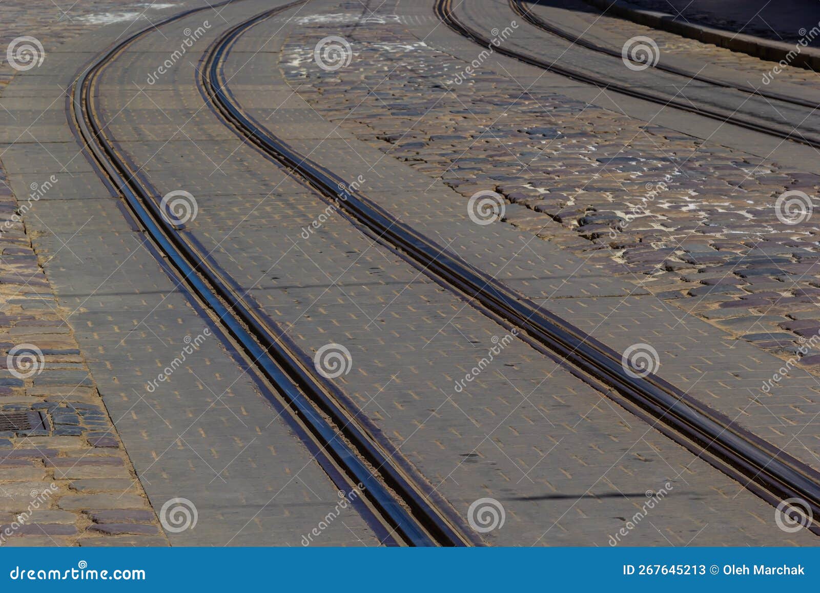 Metallic Tracks in Urban Environment for Tram. Background Image Stock ...