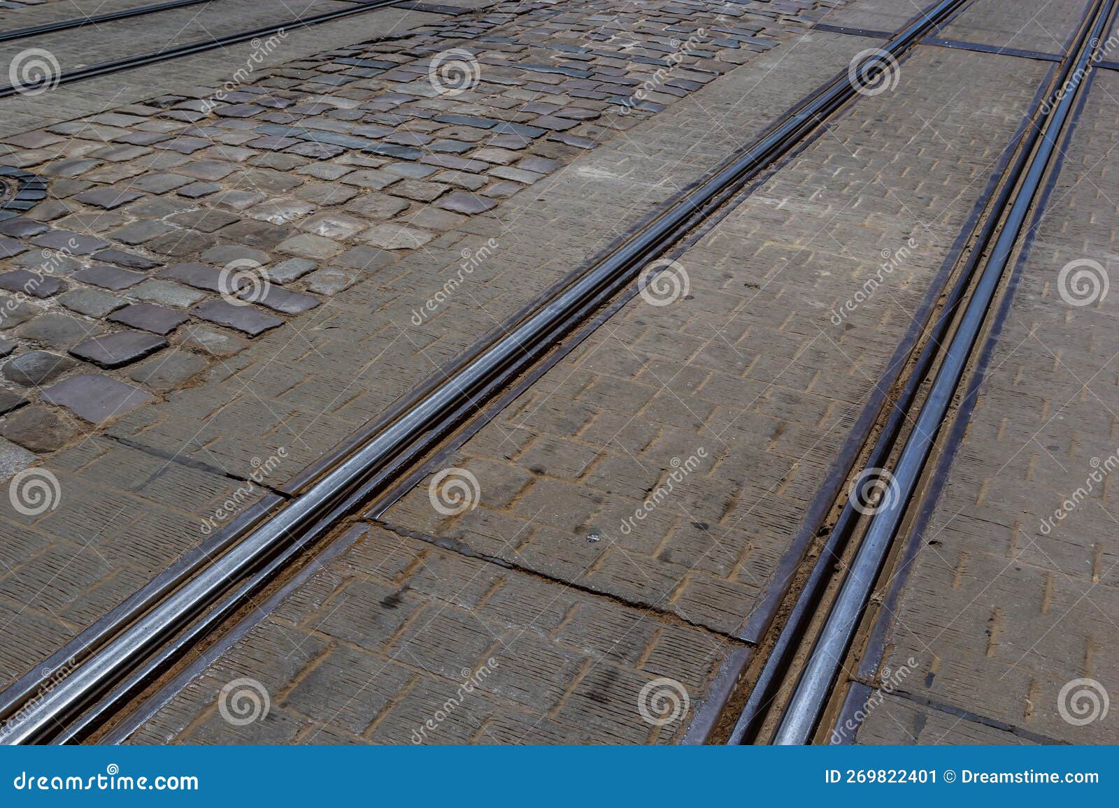 Metallic Tracks in Urban Environment for Tram. Background Image Stock ...