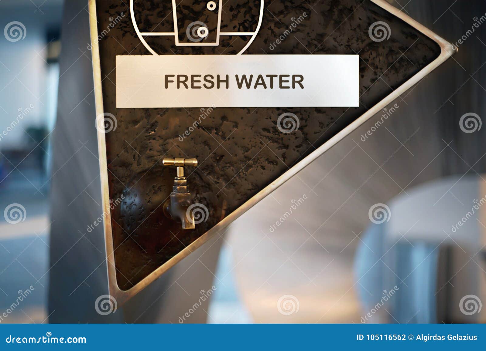 Metallic Triangle Panel with Brass Tap and White Sticker FRESH Stock ...