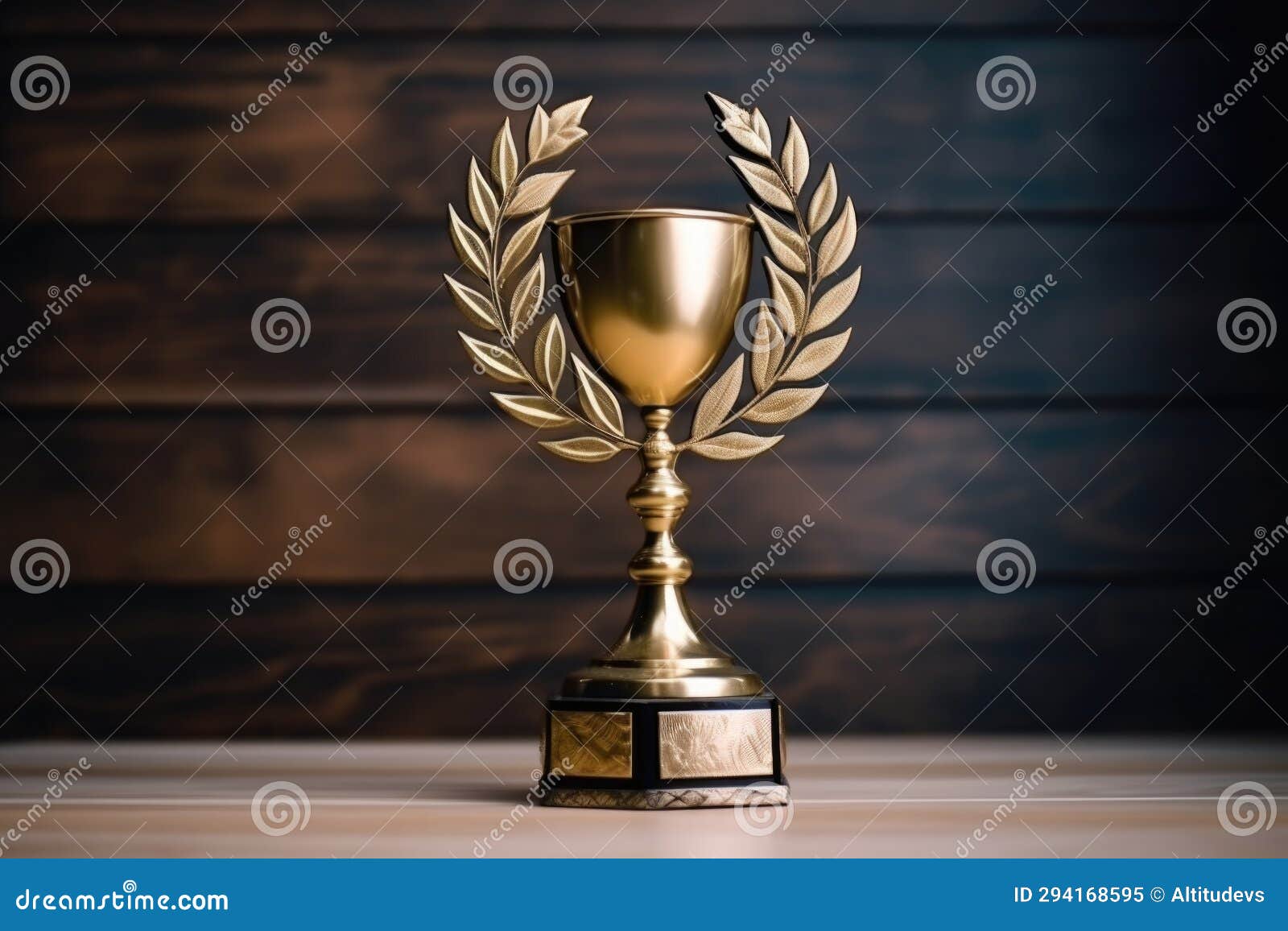 Metallic Trophy with a Laurel Wreath Pattern Stock Image - Image of ...