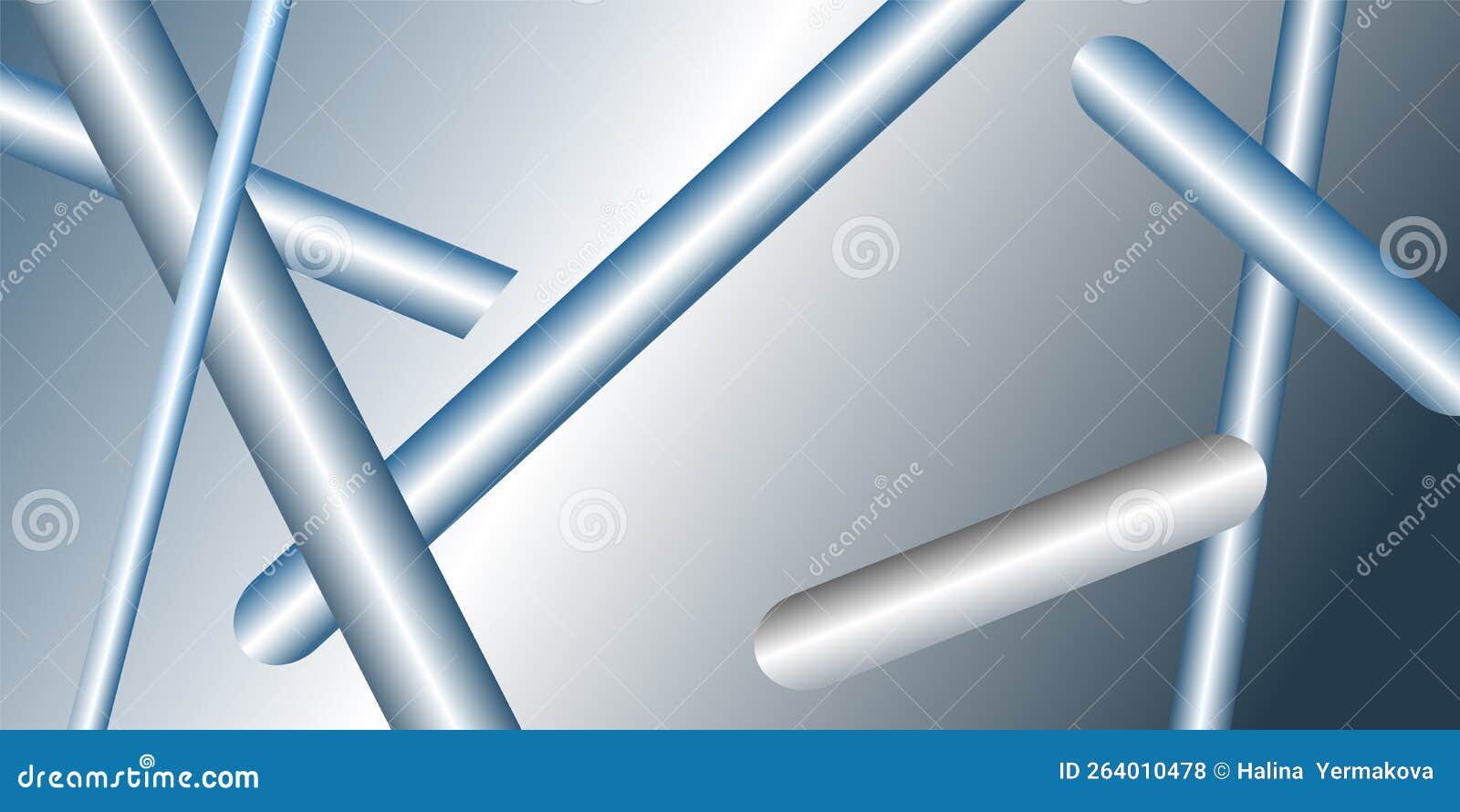 Metallic Tubes are Scattered. Metallic Sheen, Gradient. Abstract ...