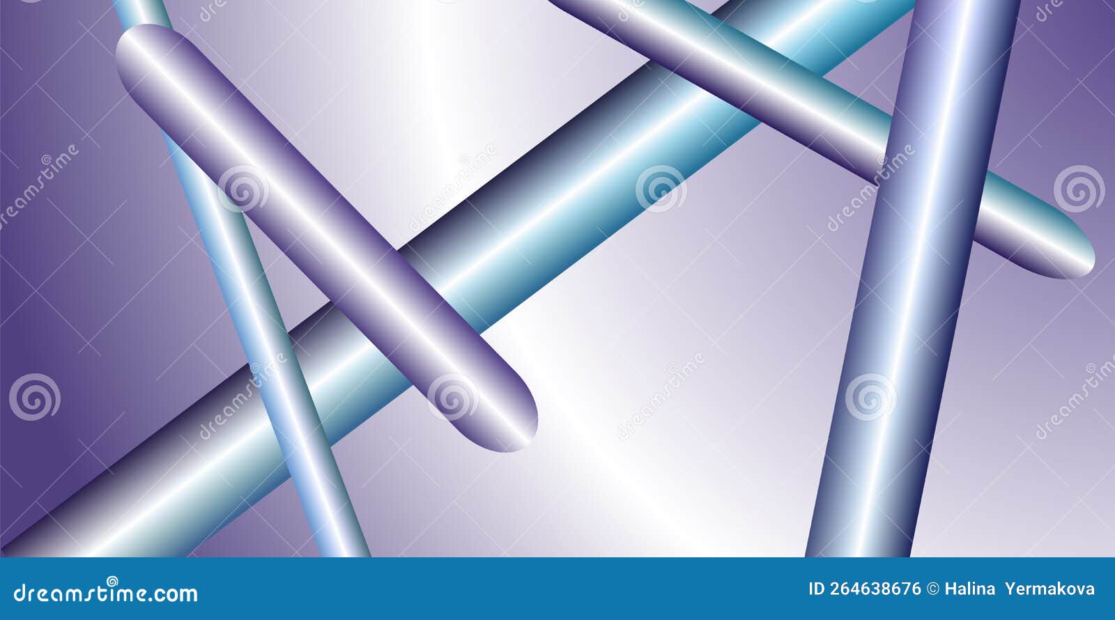 Metallic Tubes are Scattered. Metallic Sheen, Gradient. Abstract ...