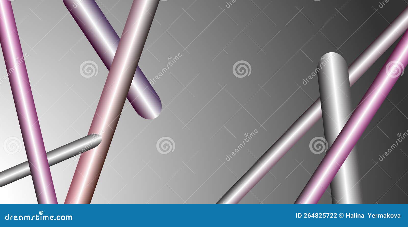 Metallic Tubes are Scattered. Metallic Sheen, Gradient. Abstract ...