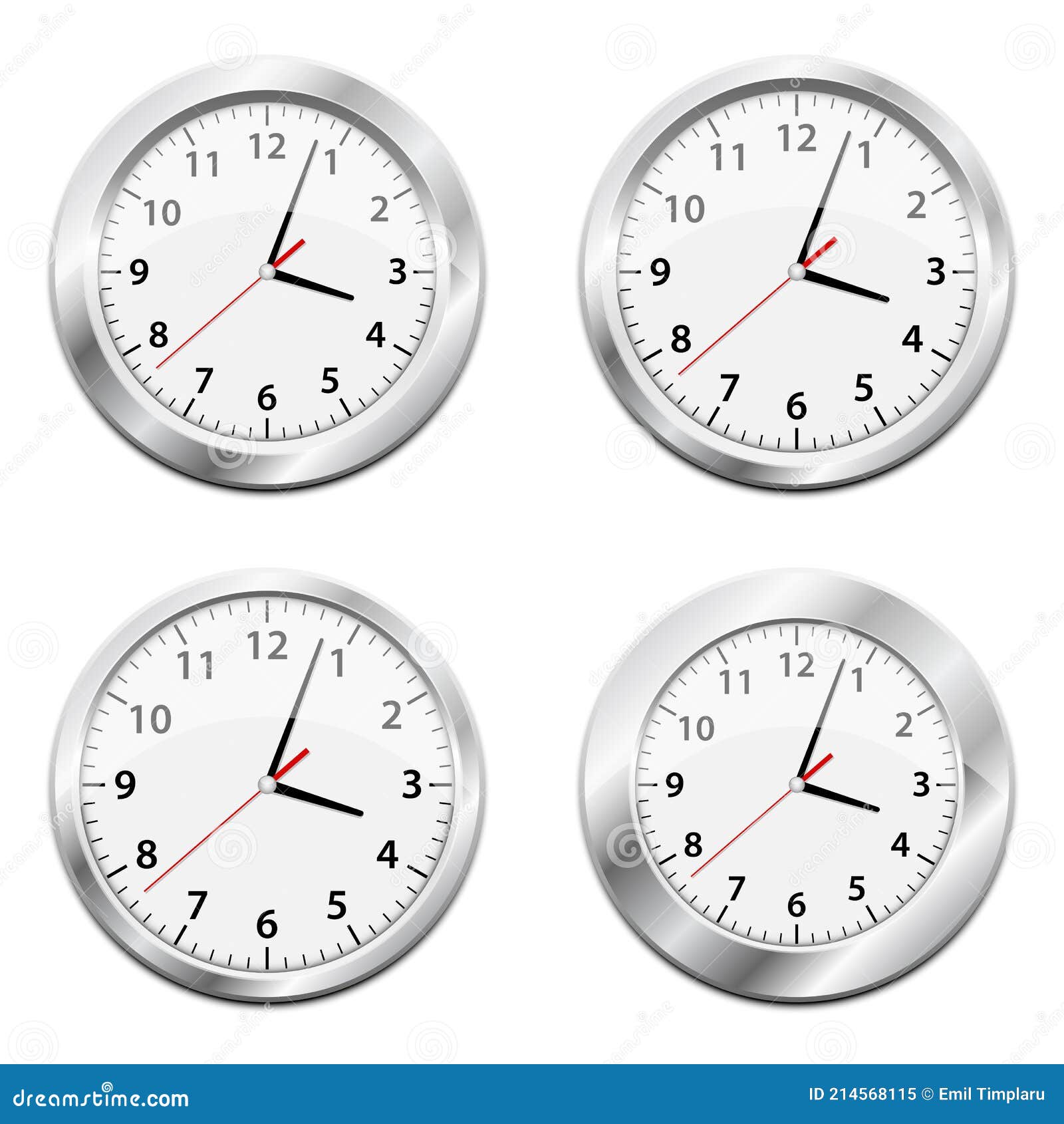 Metallic Wall Clock Vector Design Illustration Stock Vector ...