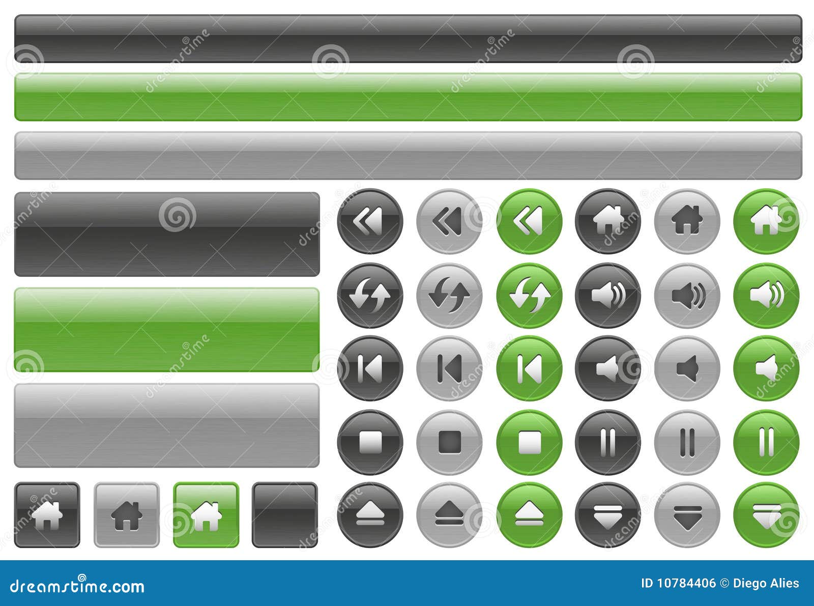 Metallic Web Buttons & Music Controls Icons Stock Vector - Illustration ...