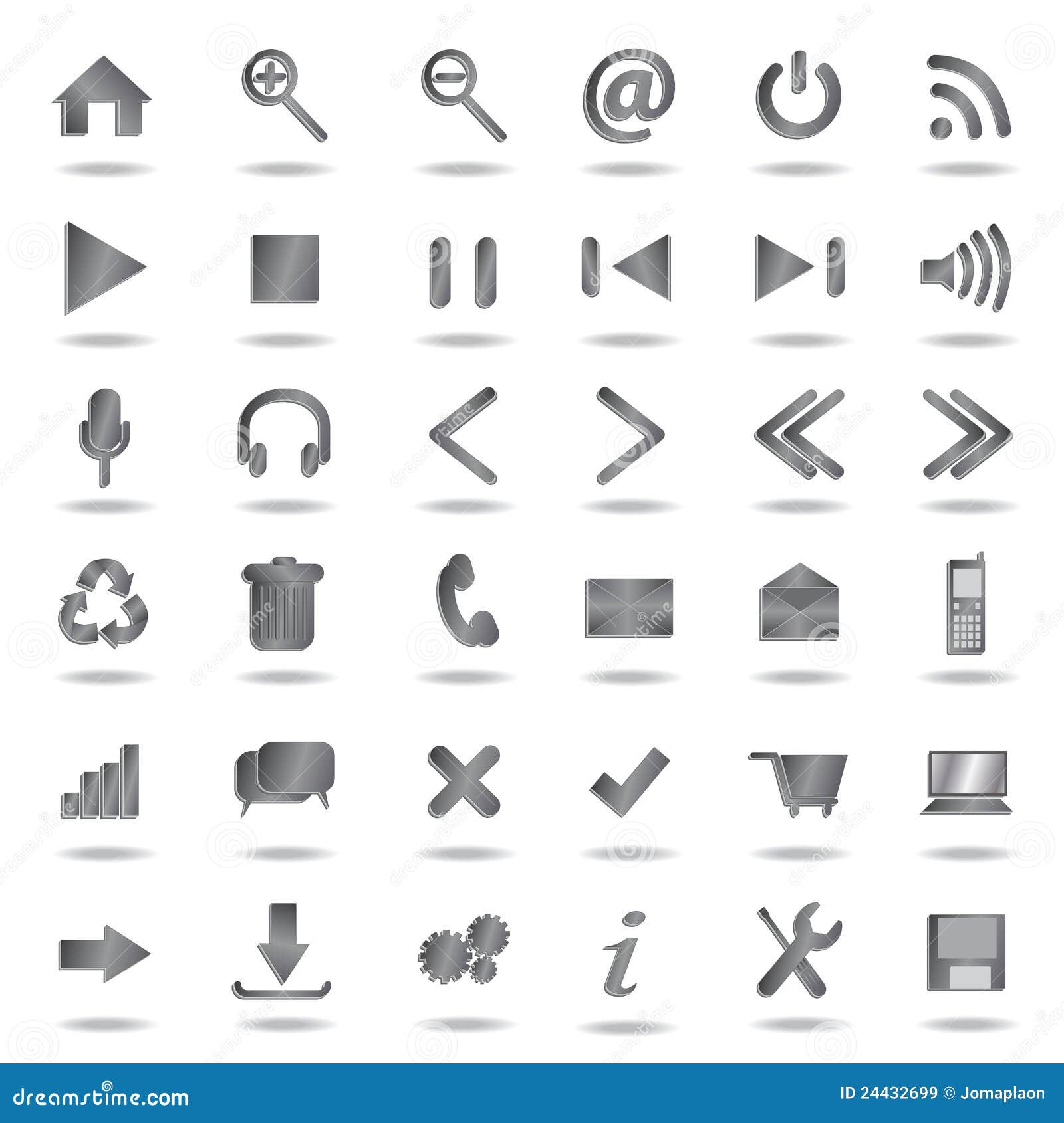 Metallic web icons set stock vector. Illustration of microphone - 24432699