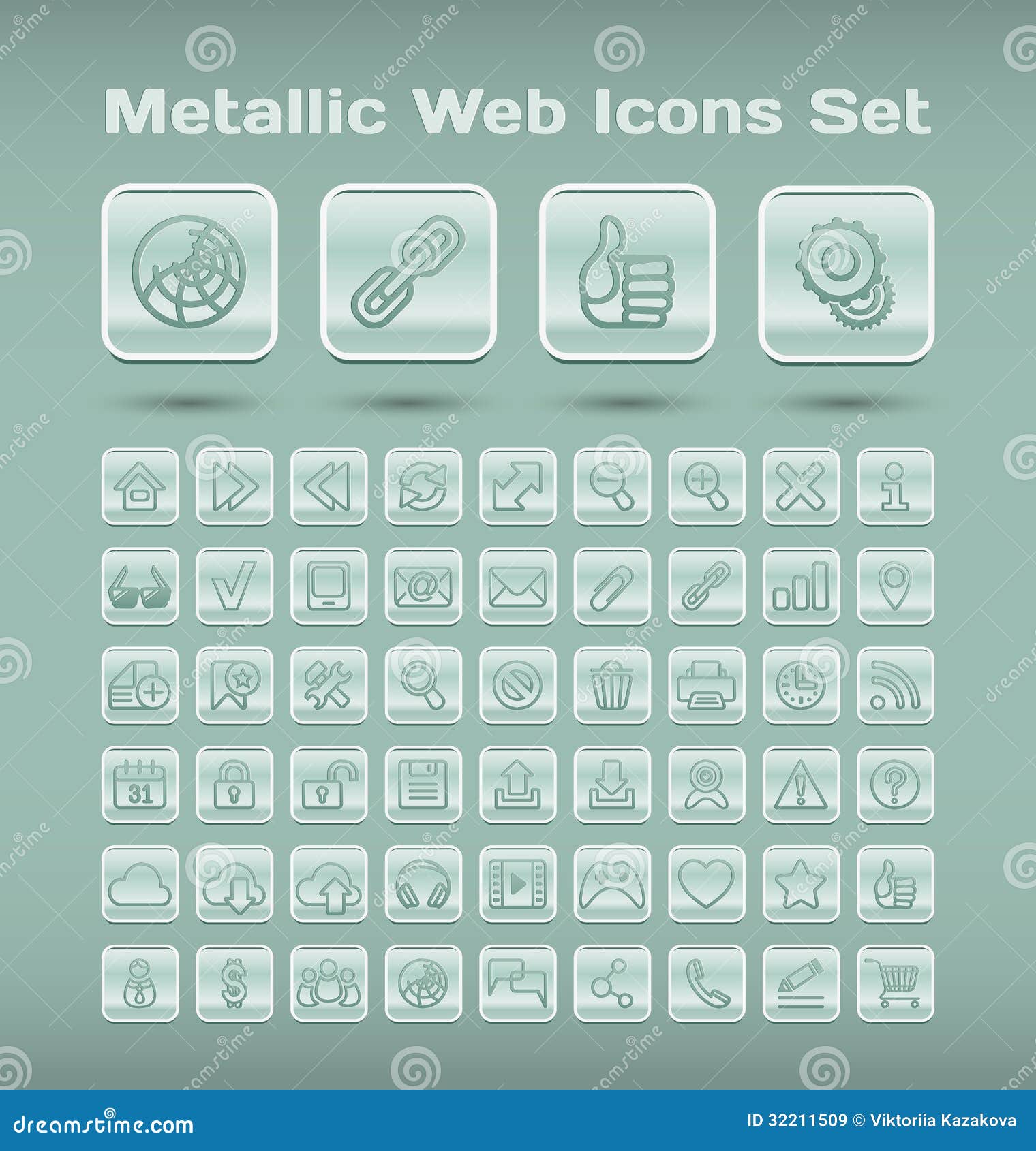 Metallic web icons set stock vector. Illustration of basket - 32211509