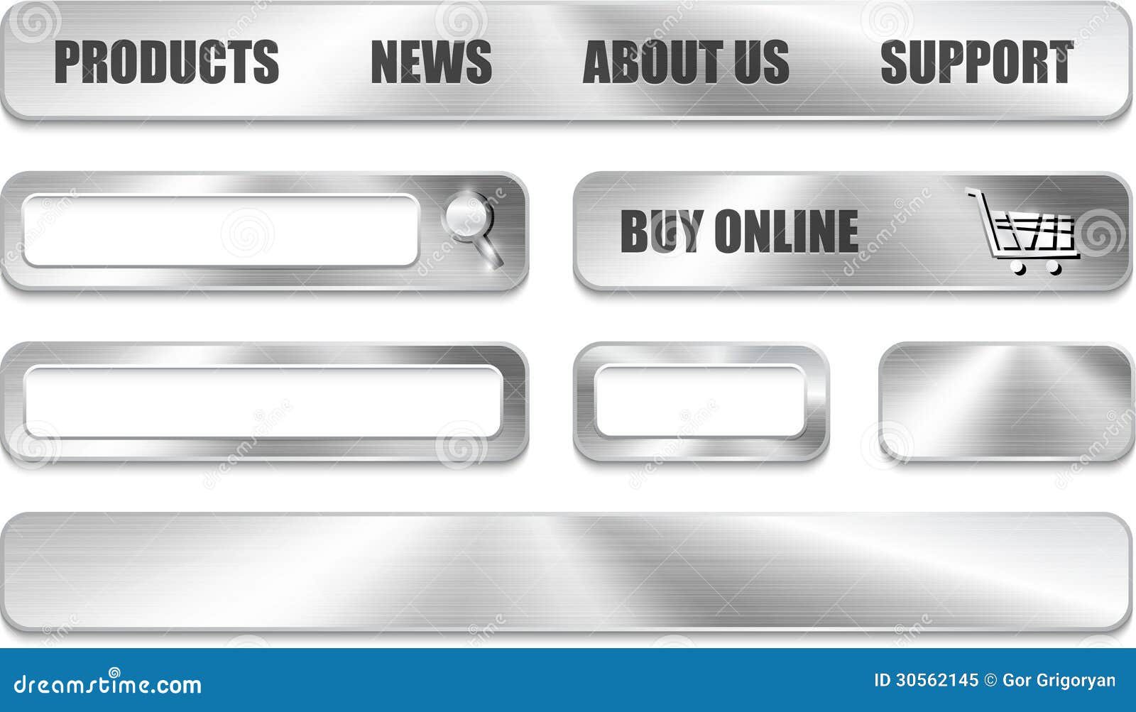 Metallic Website Design Elements Stock Vector - Illustration of like ...