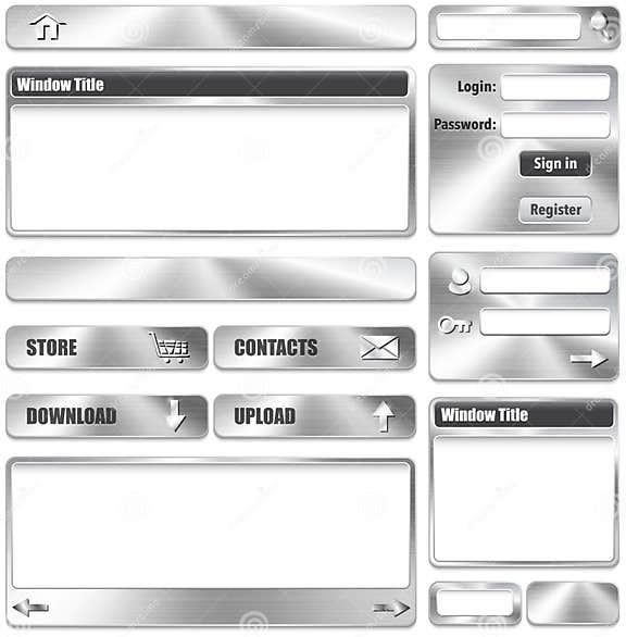 Metallic Website Design Elements Stock Vector - Illustration of basket ...