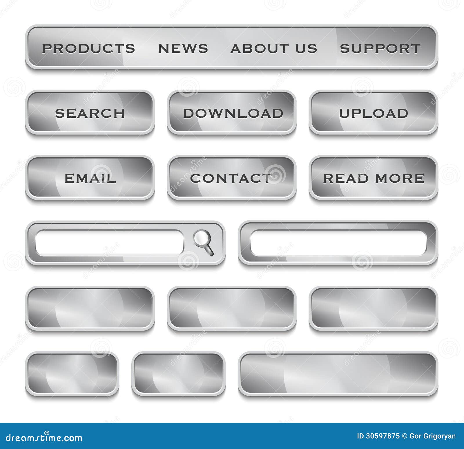 Metallic Website Design Elements Stock Vector - Illustration of email ...