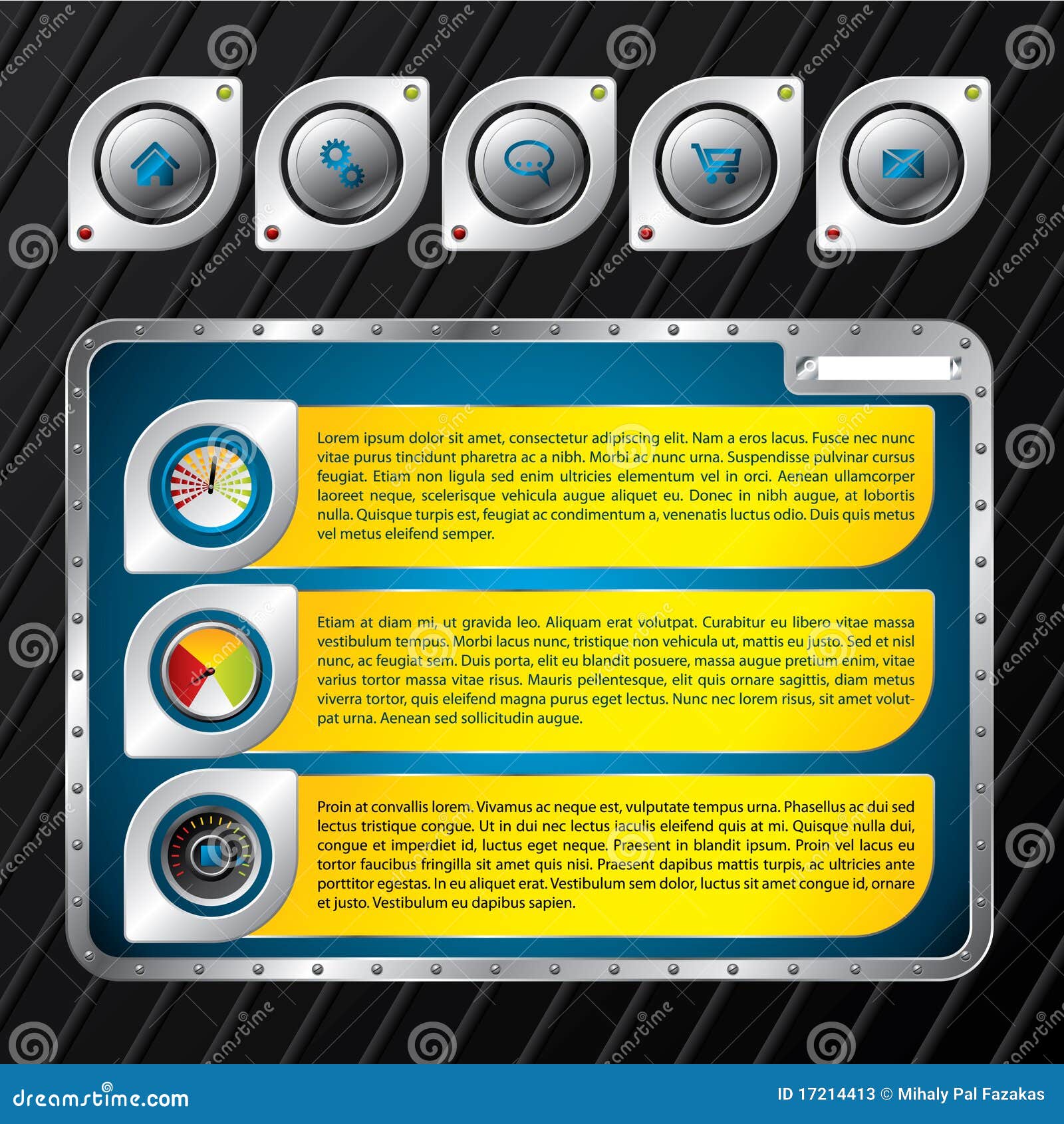 Metallic Website Template Design Stock Vector - Illustration of counter ...