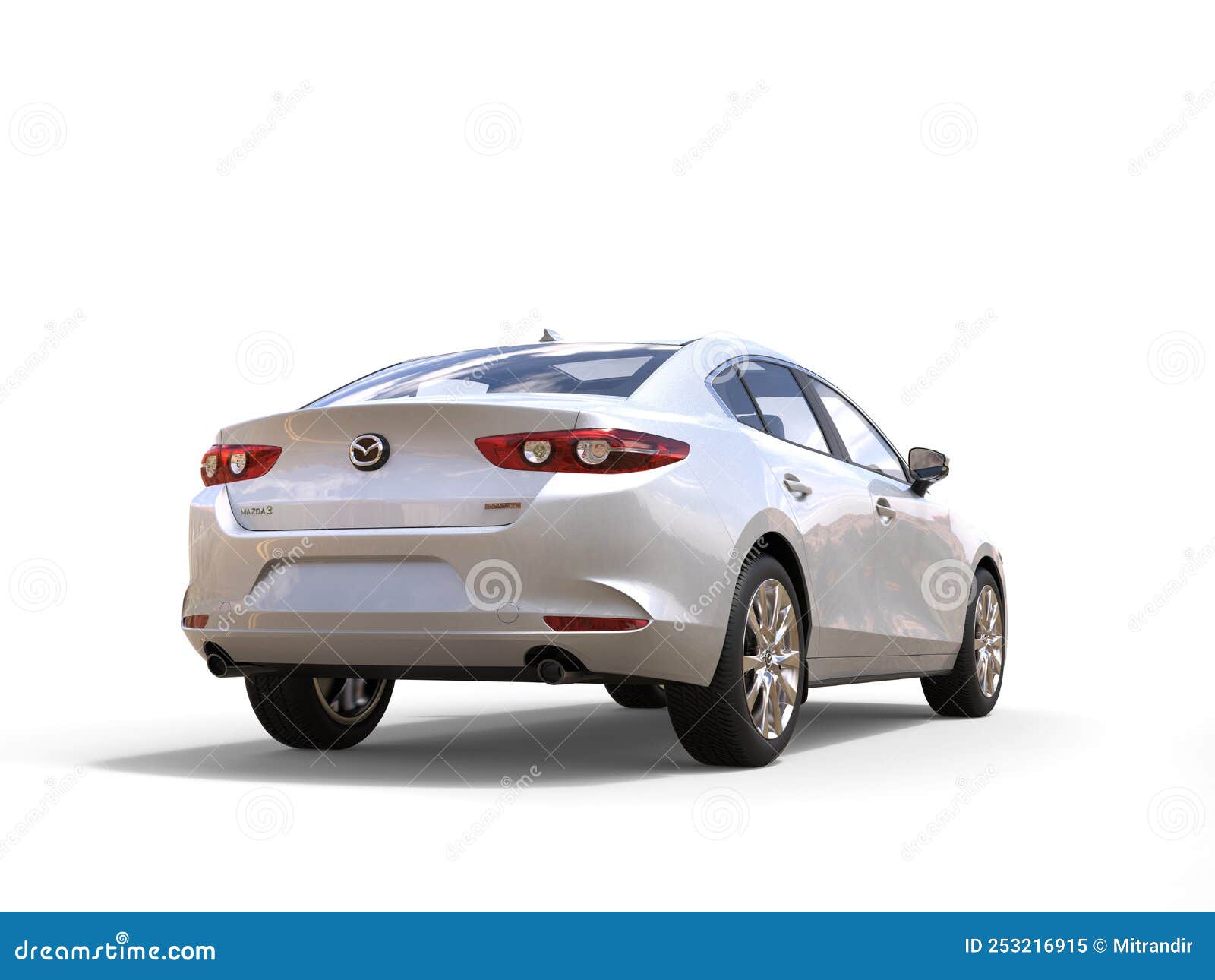 Metallic White Mazda 3 2019 - 2022 Model - Back View Editorial Image ...