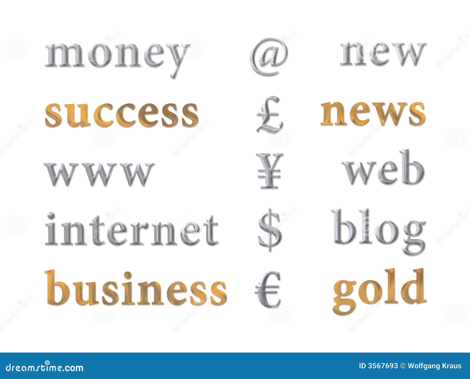 Metallic words stock illustration. Illustration of finance - 3567693