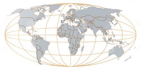 Metallic World Map, 3D Rendering Stock Illustration - Illustration of ...