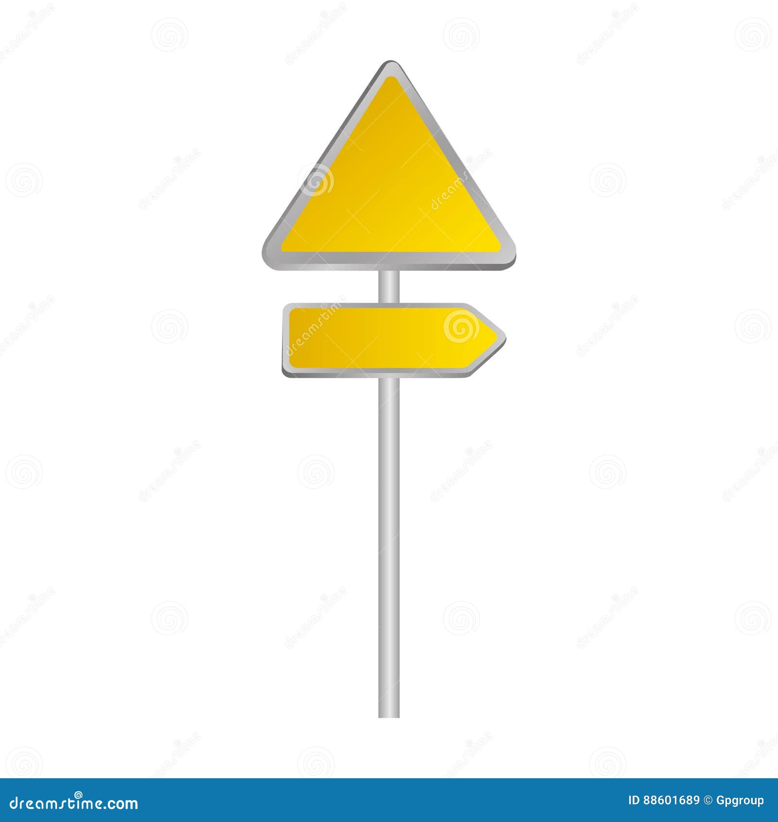 Metallic Yellow Triangle Shape Traffic Sign with Direction Board Set ...