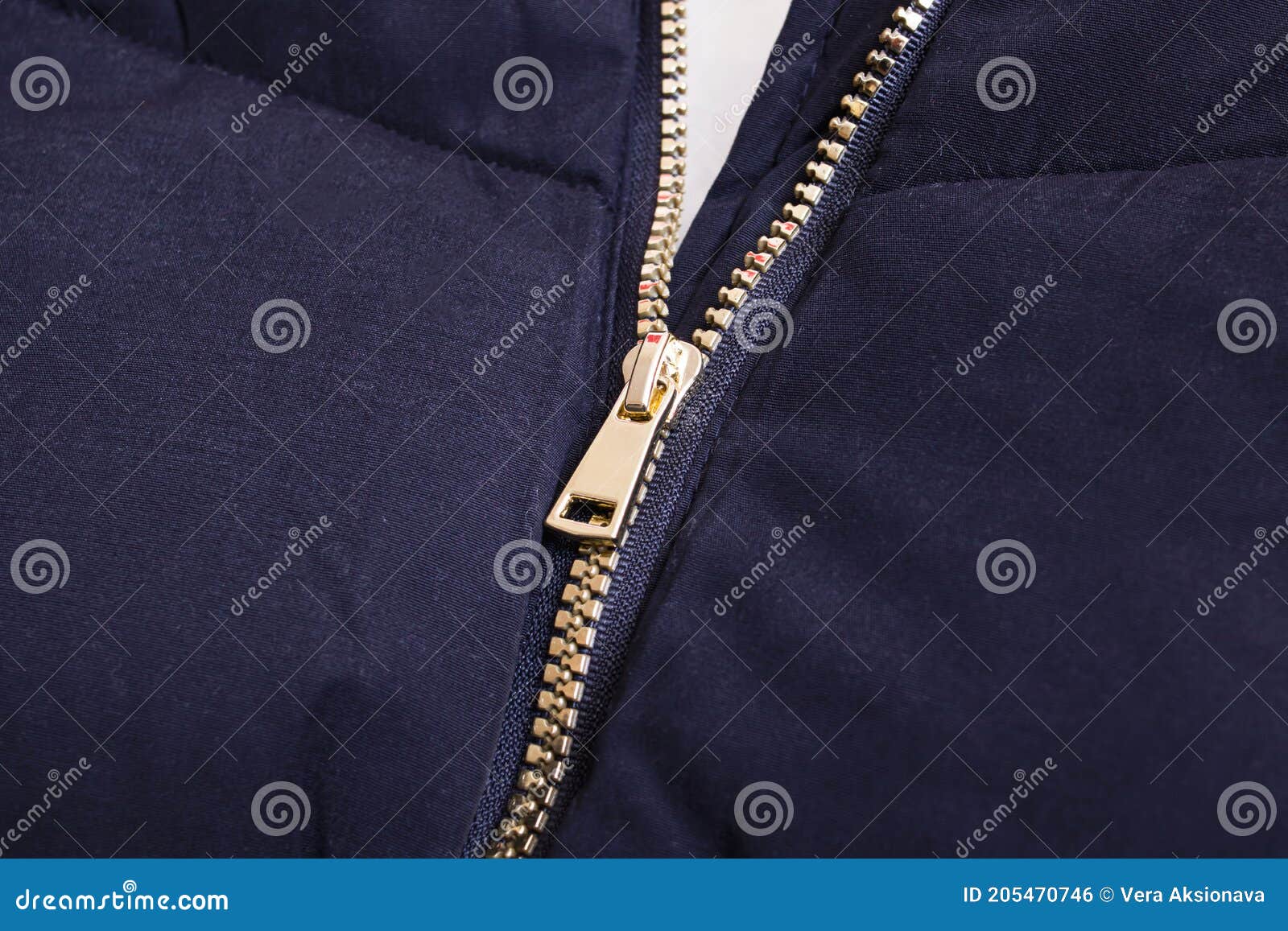 Yellow Zipper Tightly Closed Binding Together Two Layers Of Fabric ...