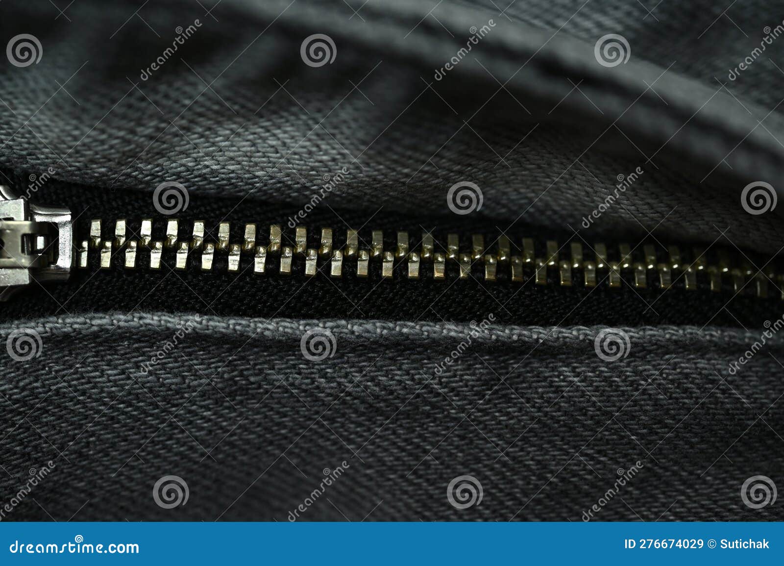 Metallic Zip on Denim Jeans Stock Image - Image of closeup, button ...